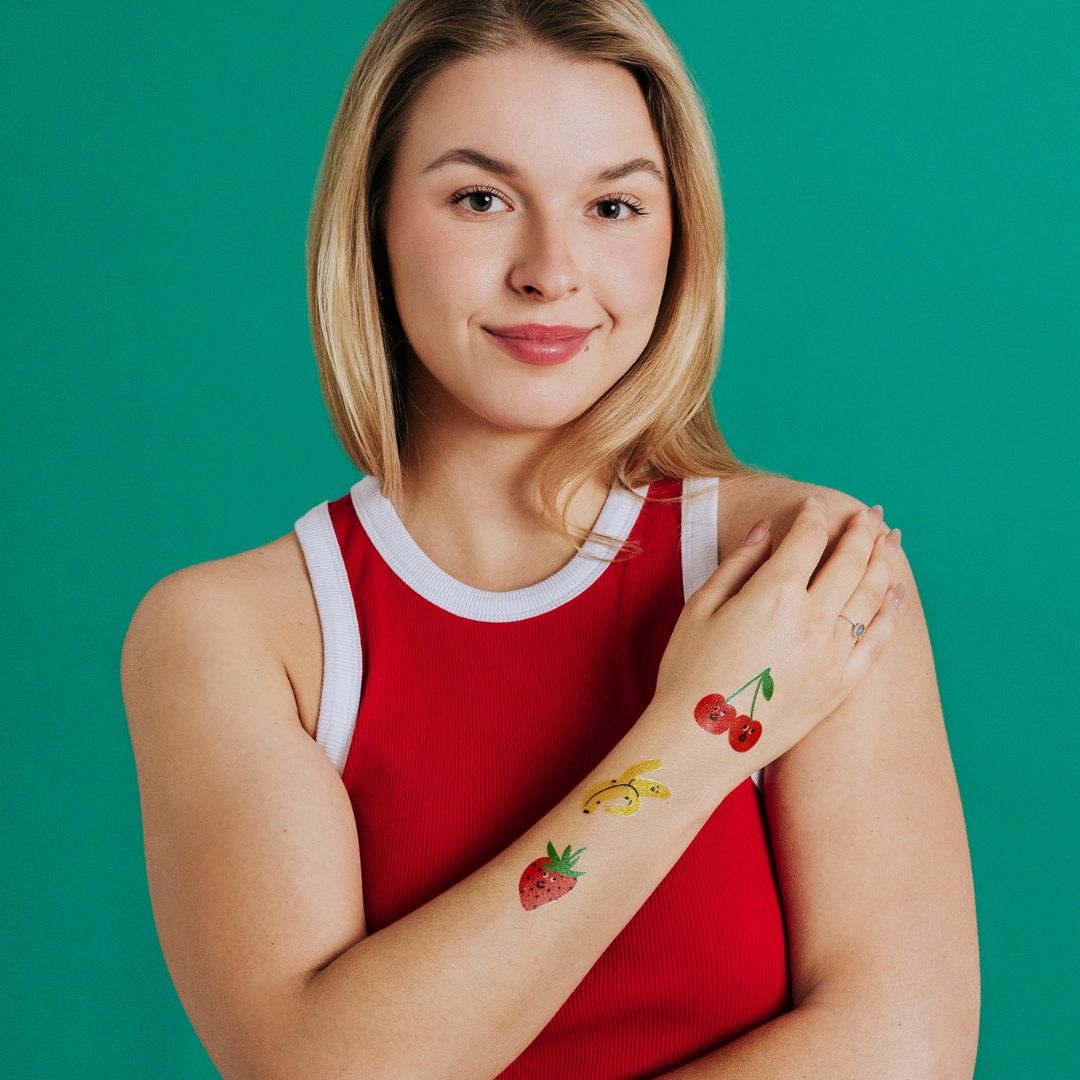 Glitter Fruit Faces Temporary Tattoos
